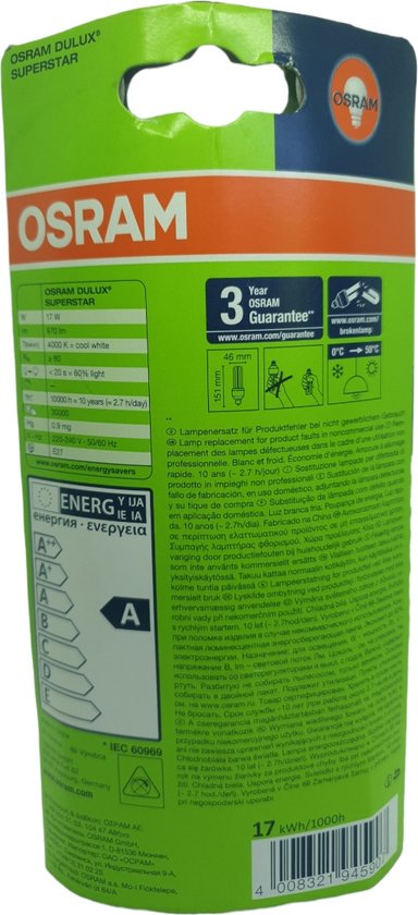 Osram 14W Energy saver E27 Cool white | bol.com