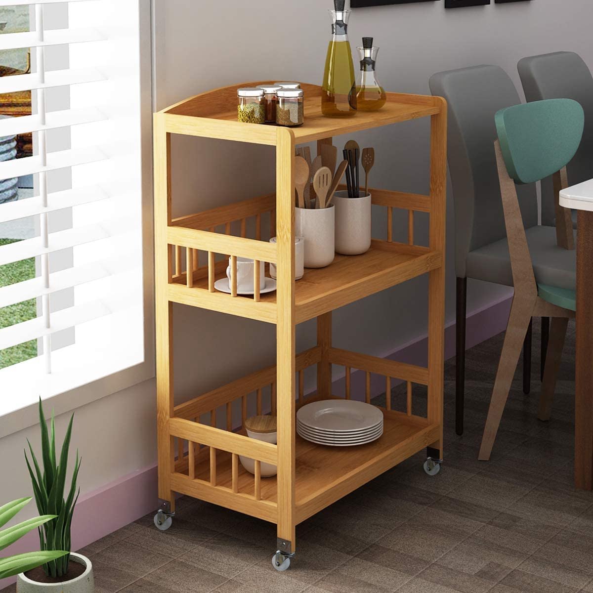 Keukentrolley – keuken planken - Opberg Trolley op wielen – met niveaus ...
