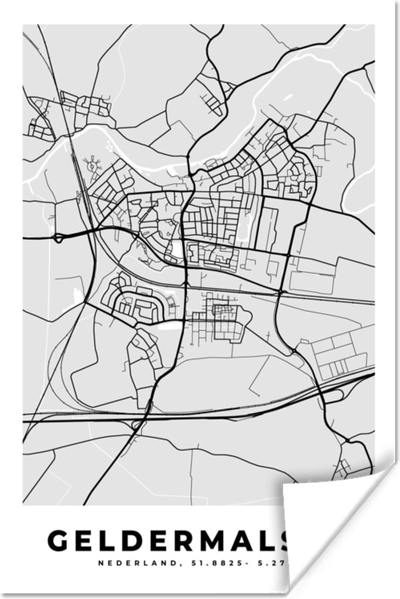 Poster Kaart - Geldermalsen - Plattegrond - Stadskaart - 20x30 cm | bol.com
