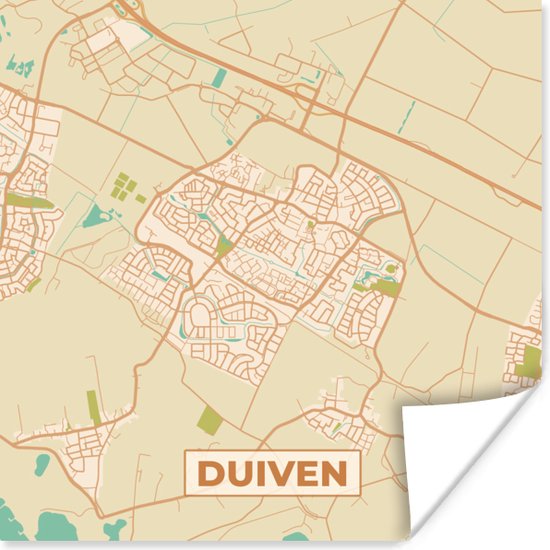 Poster Duiven - Plattegrond - Kaart - Stadskaart - 30x30 cm | bol