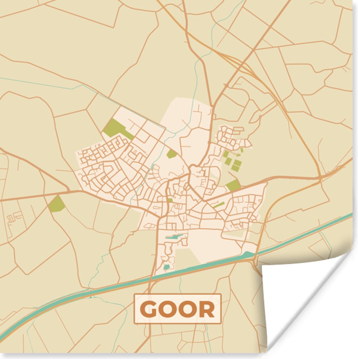 Poster Plattegrond - Kaart - Stadskaart - Goor - 100x100 cm XXL | bol.com