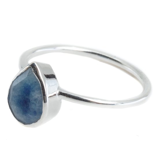 Edelsteen Ring Saffier (gekleurd) – 925 Zilver – Peervorm (Maat 17) | bol