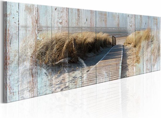 Schilderij - Dans van de Zee , hout look, print op echt Italiaans canvas, pad naar... | bol.com