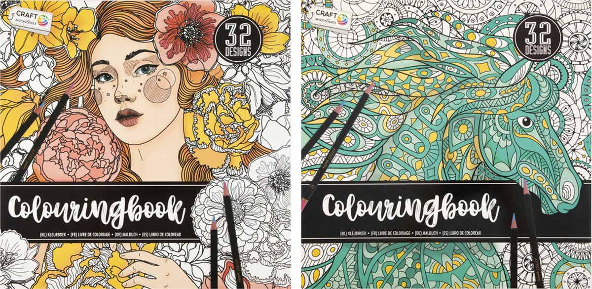 Craft Sensations Colouringbook for Adults | Set van 2 | Elk kleurboek ...
