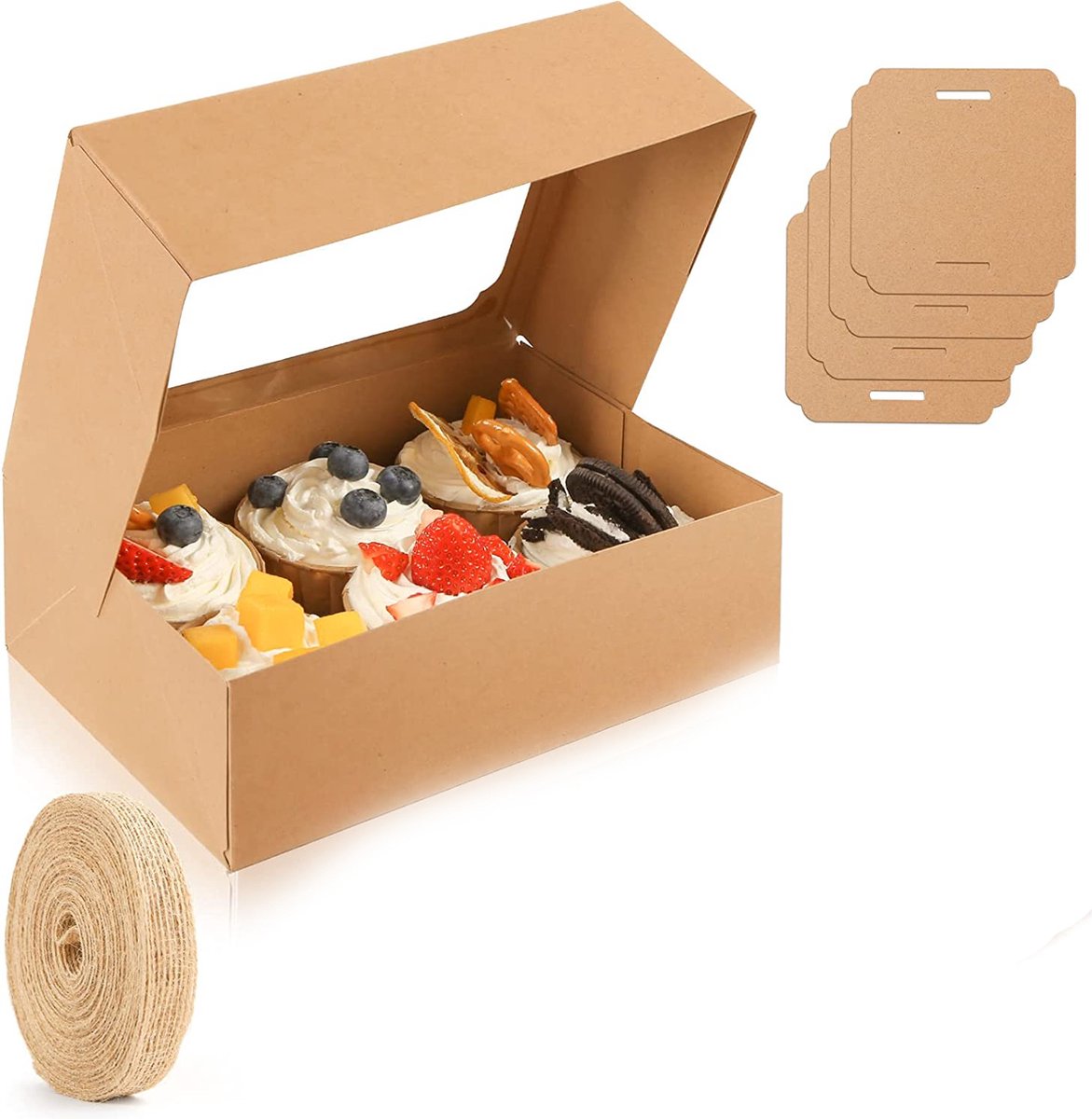 12 Stuks - Kraft Cupcake Dozen - Bakkerij Doos - Kraft Cupcake Drager ...