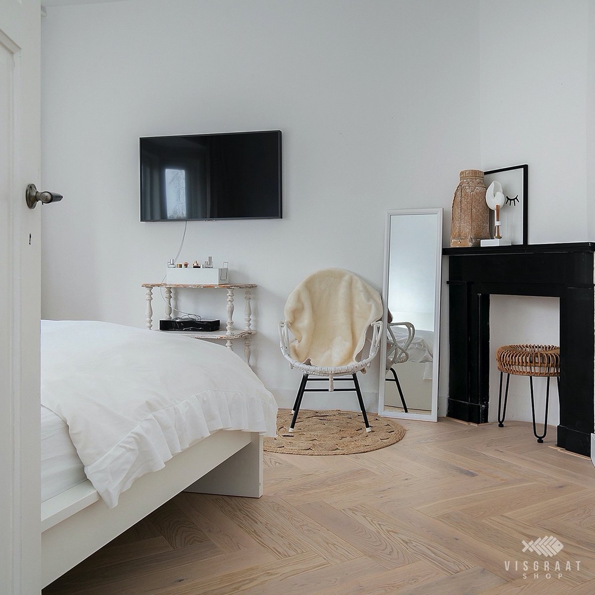 Eiken Visgraat Vloer - 11 x 120 x 600 mm - Bruin/Lichtbruin - White ...