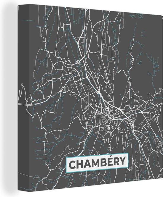 Tableau Toile Chambéry - Plan de Ville - Carte - France - Carte - 20x20 ...