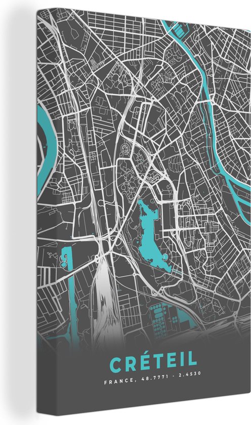 Canvas Schilderij Créteil - Frankrijk - Plattegrond - Kaart ...