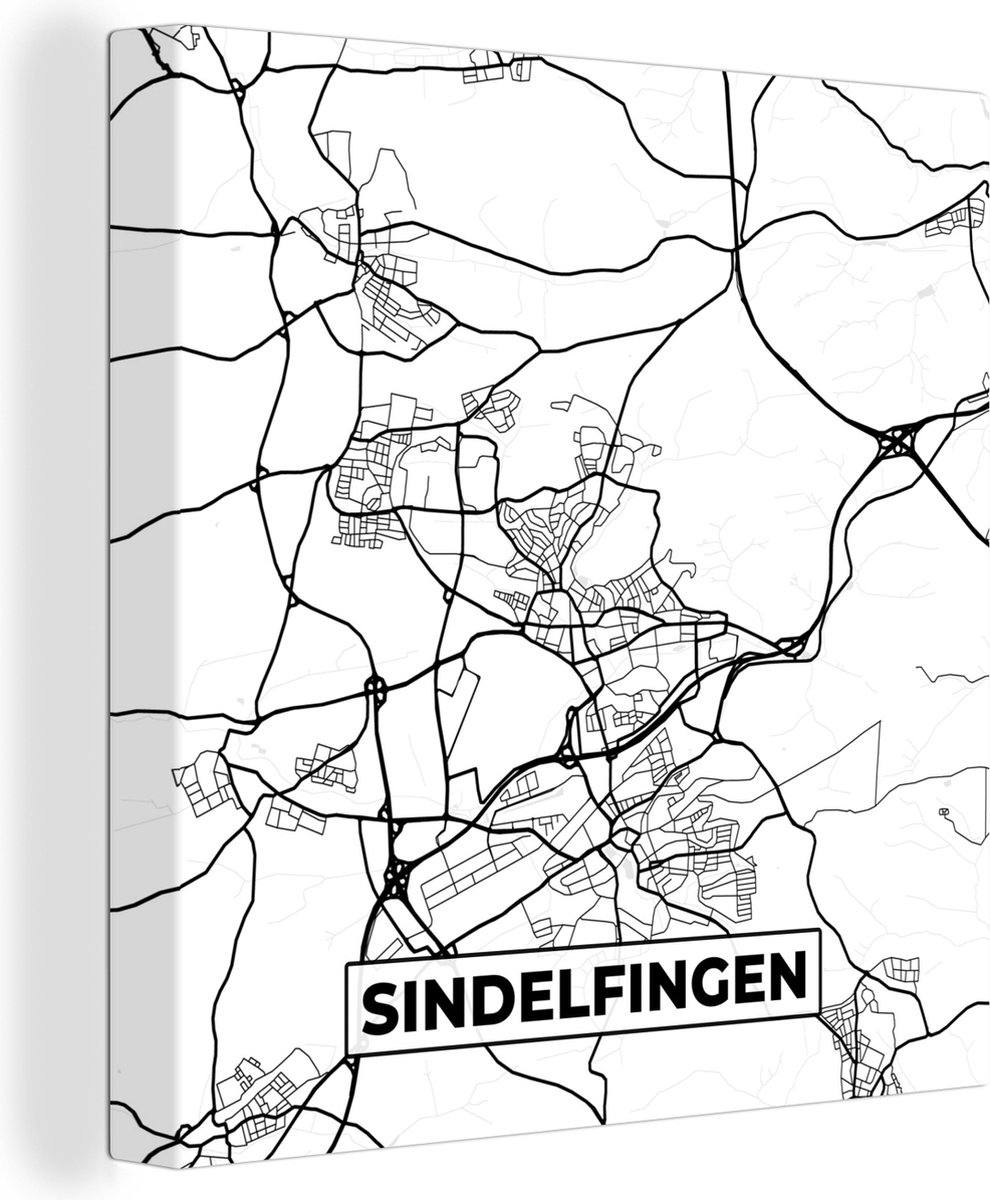 Canvas Schilderij Sindelfingen - Plattegrond - Kaart - Stadskaart ...