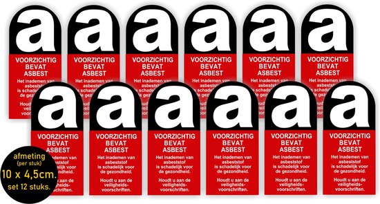 Asbest waarschuwing stickers set 12 stuks | bol.com