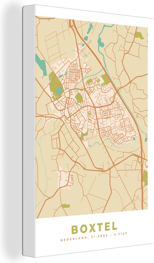 Canvas Schilderij Boxtel - Plattegrond - Kaart - Stadskaart - 40x60 cm ...