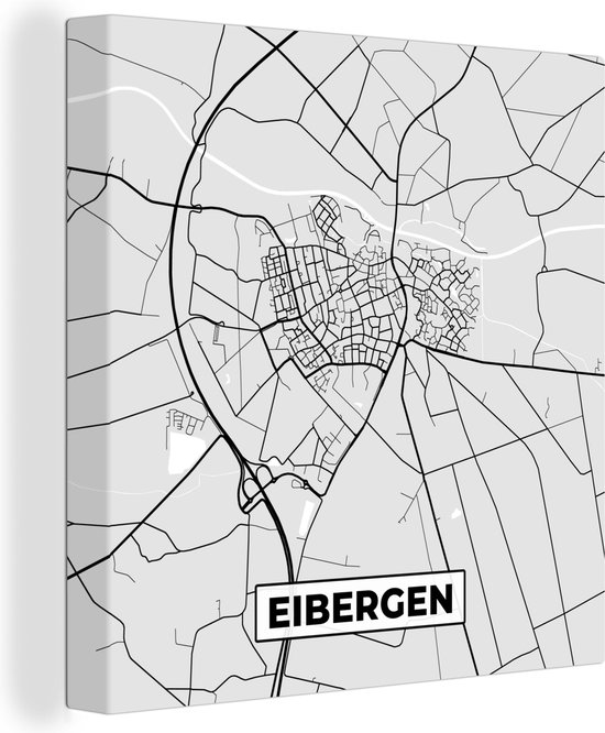 Canvas Schilderij Plattegrond - Eibergen - Kaart - Stadskaart - 20x20 ...