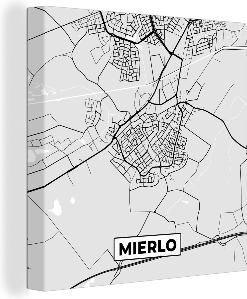 Canvas Schilderij Plattegrond - Mierlo - Kaart - Stadskaart - 20x20 cm ...