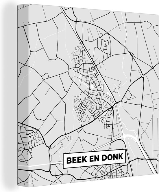 Canvas Schilderij Plattegrond - Beek en Donk - Kaart - Stadskaart ...