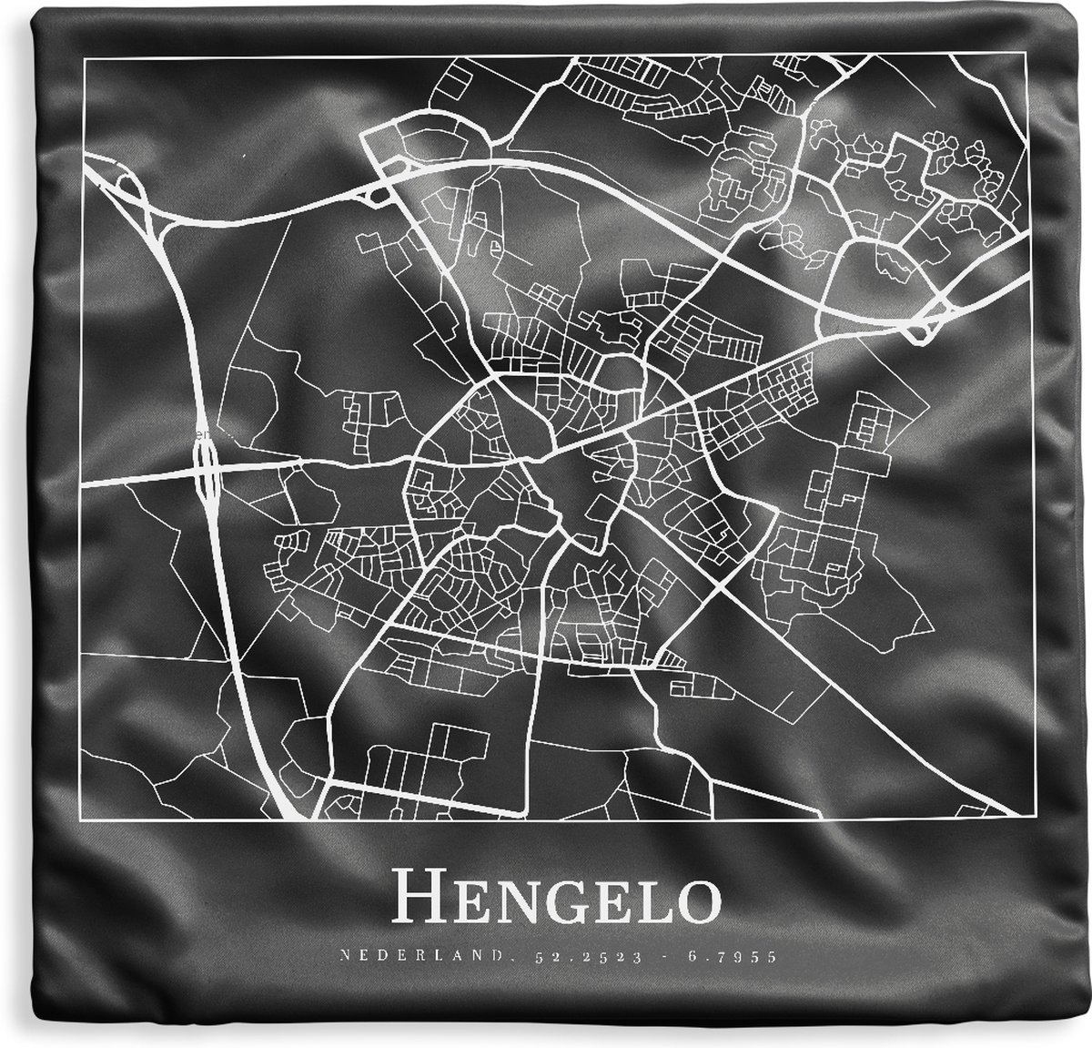 Kussenhoes 60x60 cm - Hengelo - Stadskaart - Kaart - Plattegrond ...