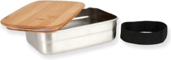 Lunchbox Broodtrommel Brooddoos - RVS/BAMBOE - 17.5X12 CM Medium | bol
