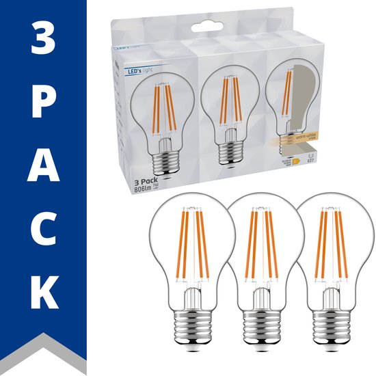 ProLong LED Lamp E27 - 7W (60W) - Warm wit - A60 Mat Peertje - 3 lampen | bol