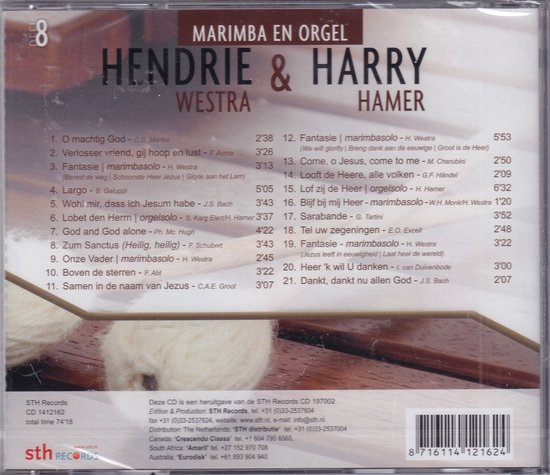 Marimba en orgel - De mooiste instrumentale muziek 8 - Hendrie Westra ...