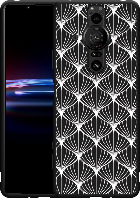 Sony Xperia Pro-I Hoesje Zwart White Abstract Pattern Designed by Cazy ...