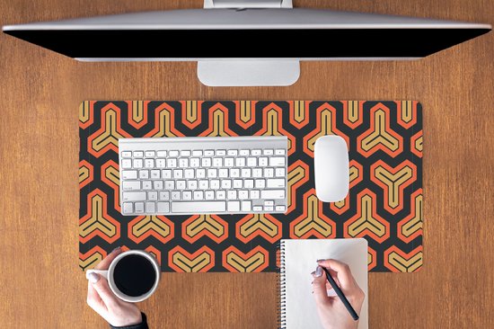 Muismat XXL - Bureau onderlegger - Bureau mat - Goud - Rood - Patronen ...