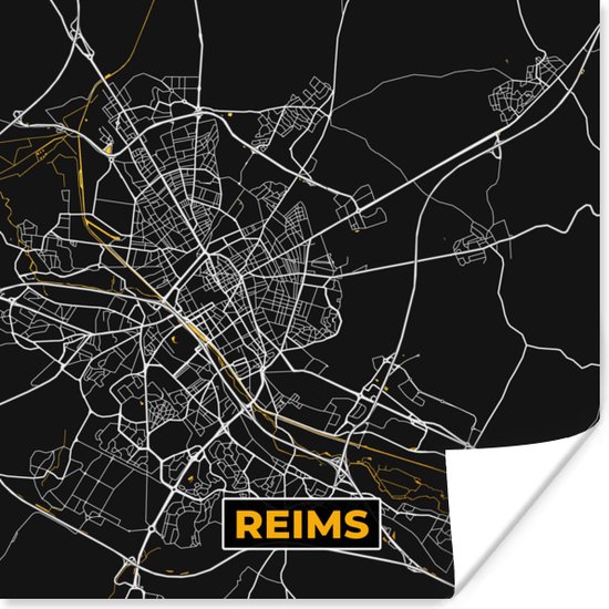 Affiche France - Carte - Reims - Plan de ville - Carte - 50x50 cm | bol.com