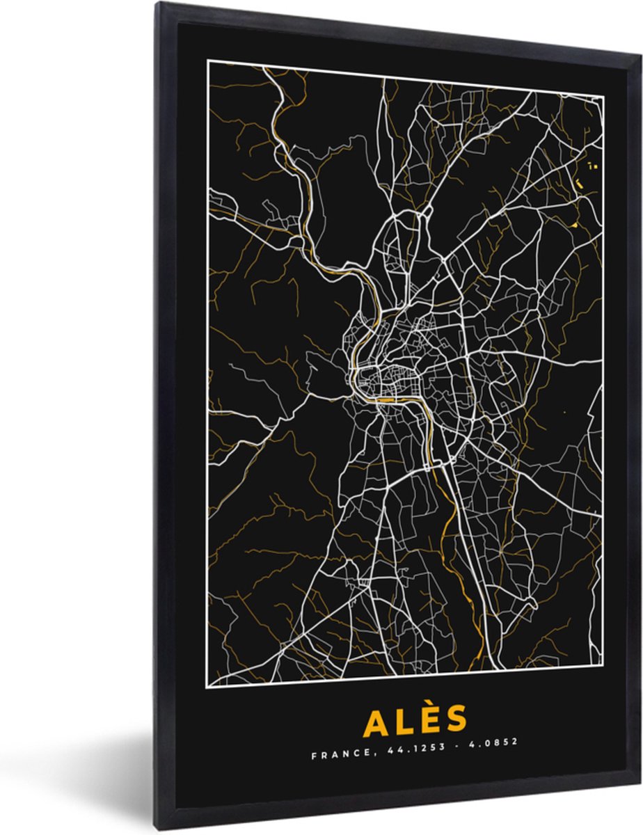 Fotolijst incl. Poster - Alès - Stadkaart - Plattegrond - Kaart ...