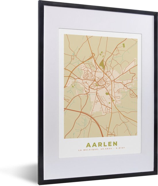 Fotolijst incl. Poster - Kaart - Stadskaart - Plattegrond - Aarlen ...