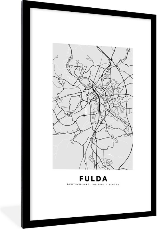 Fotolijst incl. Poster - Fulda - Kaart - Stadskaart - Plattegrond ...