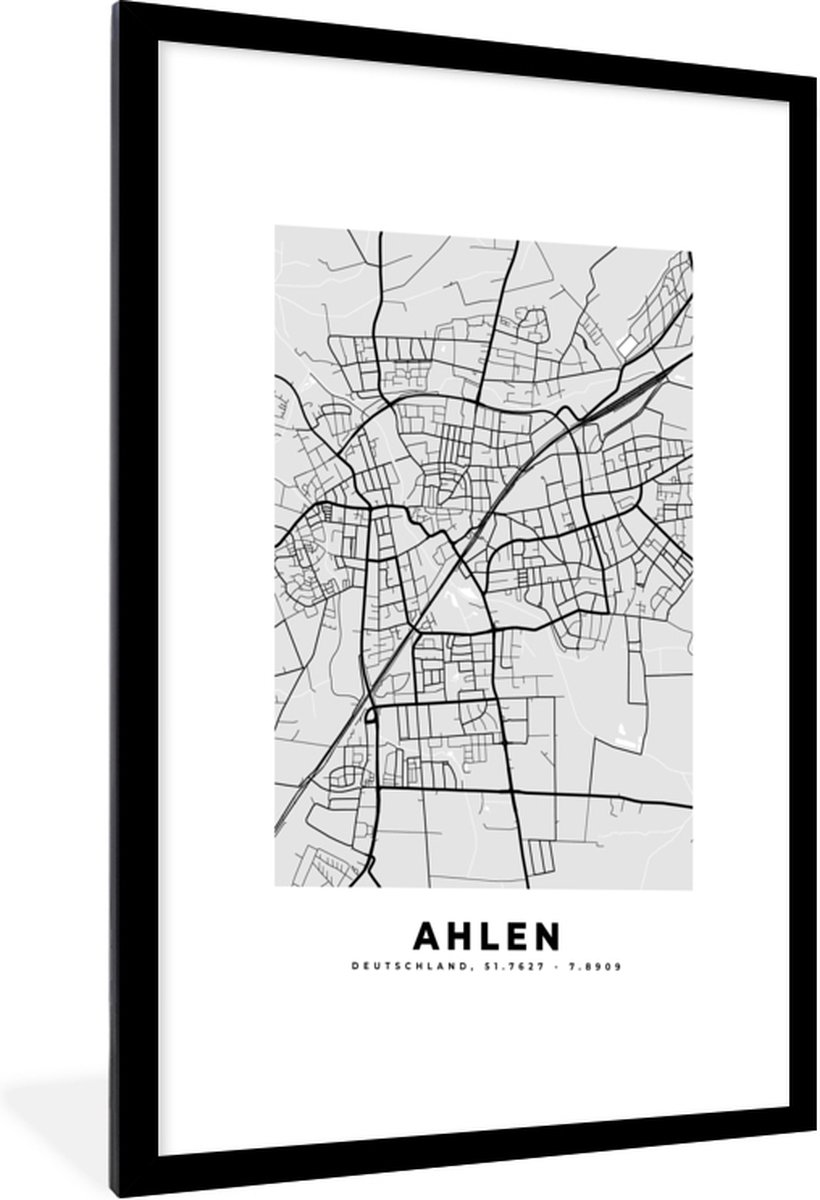 Fotolijst incl. Poster - Kaart - Plattegrond - Duitsland - Ahlen ...