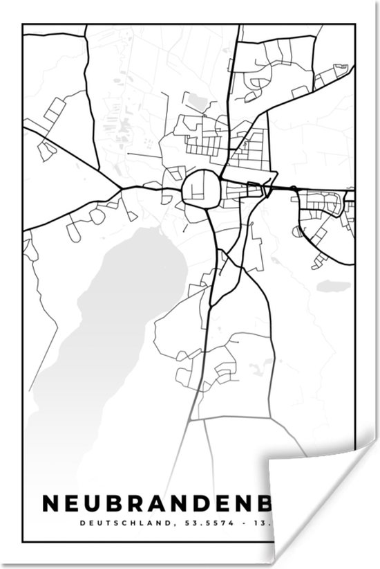 Poster Stadskaart - Neubrandenburg - Plattegrond - Kaart - 40x60 cm | bol