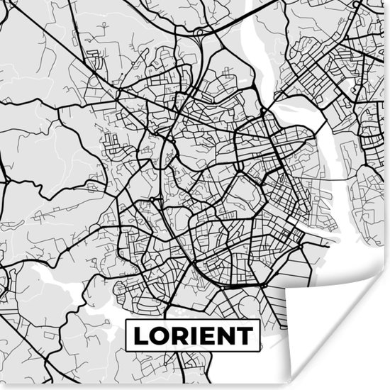 Poster Frankrijk - Plattegrond - Kaart - Lorient - Stadskaart - 100x100 ...