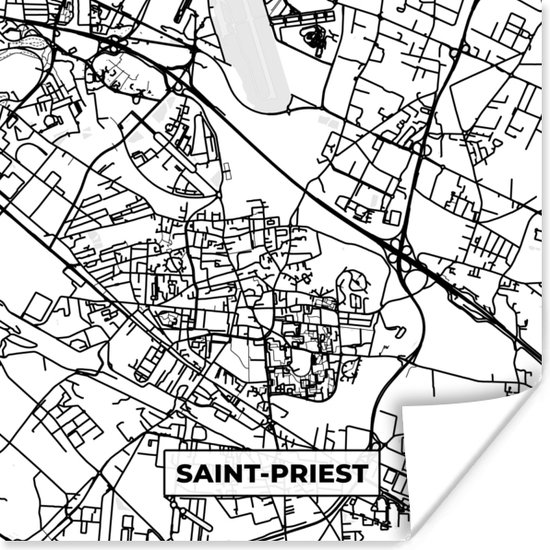 Affiche Plan de ville - Saint-Priest - Carte - Carte - France - Zwart ...