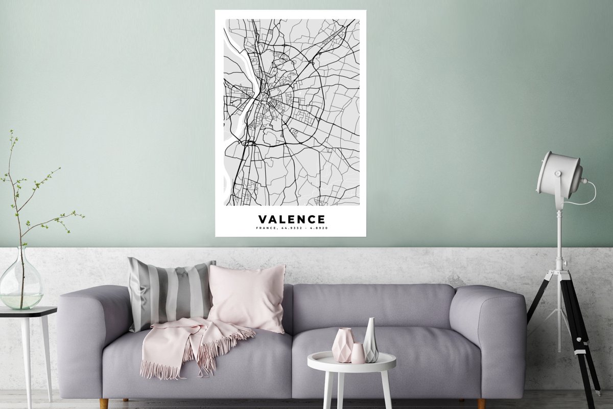Affiche Valence - Carte - France - Carte - Plan de ville - 80x120 cm ...