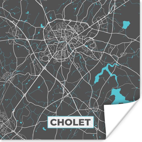 Poster Cholet - Frankrijk - Plattegrond - Kaart - Stadskaart - 100x100 ...