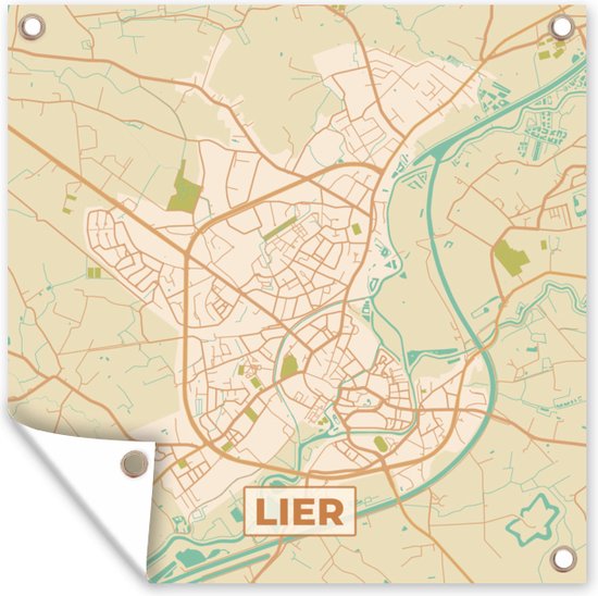 Tuindoek Stadskaart - Kaart - Lier - Plattegrond - Vintage - 100x100 cm ...