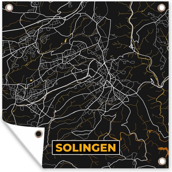 Tuin poster Solingen - Goud - Stadskaart - Plattegrond - Duitsland ...