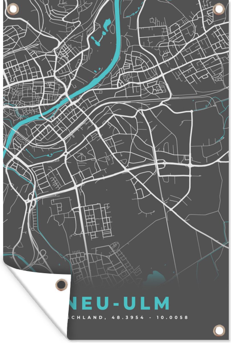 Muurdecoratie Plattegrond – Neu Ulm– Blauw – Stadskaart – Kaart ...