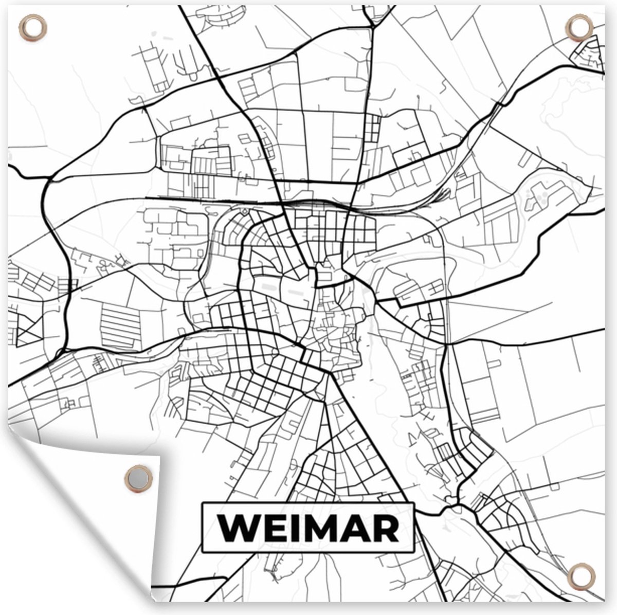 Tuin poster Plattegrond - Weimar - Kaart - Stadskaart - 200x200 cm ...