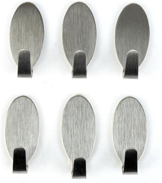 Zelfklevende ophanghaken - Haakjes - 6 Stuks - RVS - Tassenhaken ...