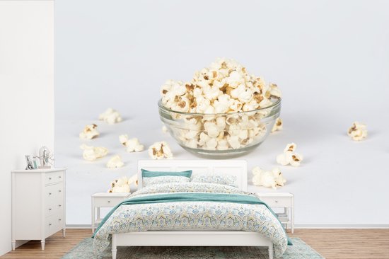 Behang - Fotobehang Popcorn in een schaal - Breedte 360 cm x hoogte 240 ...