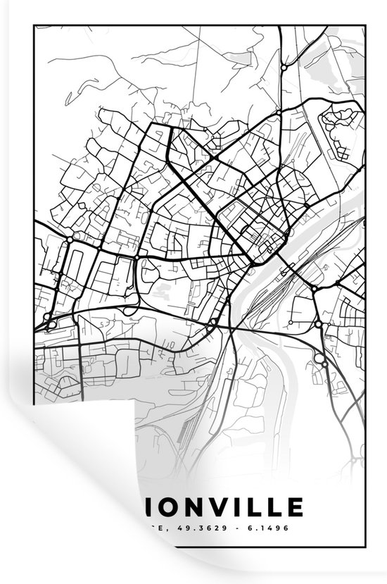 Stickers muraux - France - Thionville - Carte - Plan de la ville ...