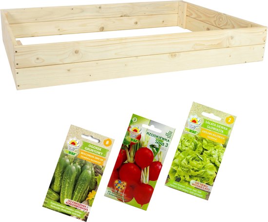 Moestuinbak - 200x150x18 cm - hout - met 3 soorten groentezaden | bol.com