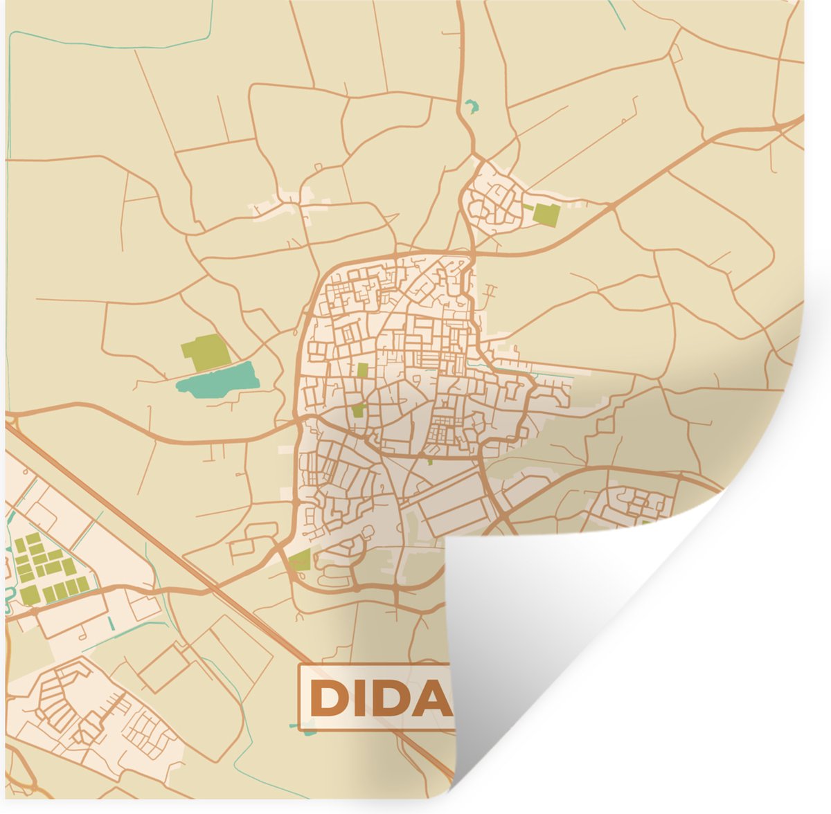 Muurstickers - Kaart - Didam - Plattegrond - Stadskaart - 30x30 cm ...