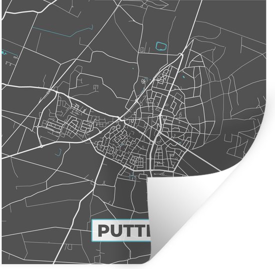 Muurstickers - Kaart - Plattegrond - Putten - Stadskaart - 80x80 cm ...