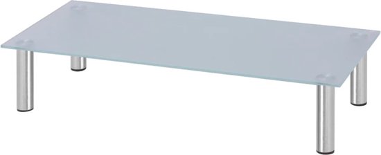 vidaXL Scherm verhoger/TV-meubel 80x35x17 cm glas wit | bol
