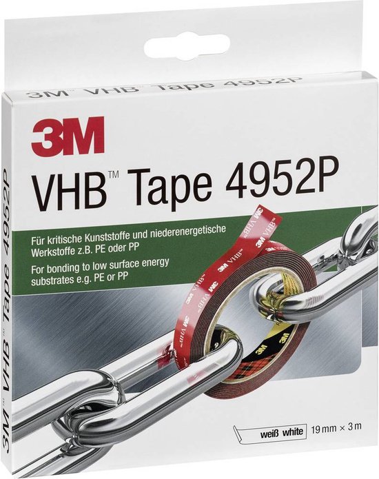 3M 4952P 4952193 Dubbelzijdige tape 4952P Wit (l x b) 3 m x 19 mm 1 stuk(s) | bol.com