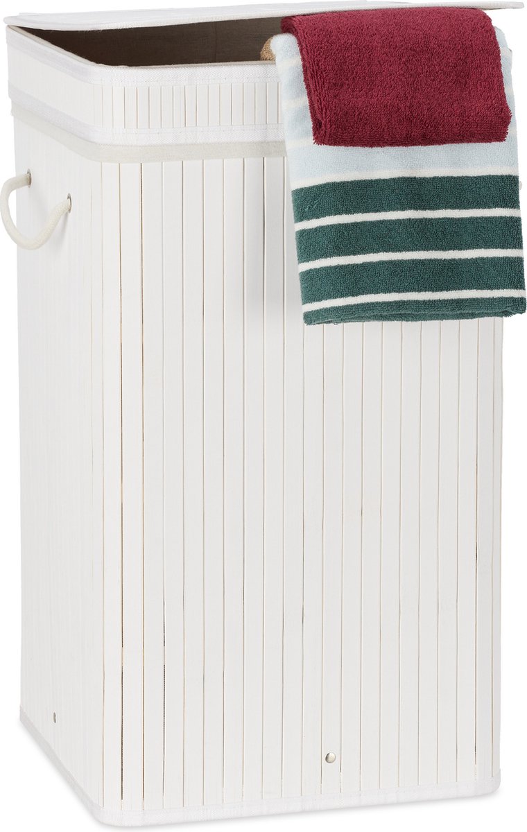 Relaxdays 1x wasmand bamboe - wasbox opvouwbaar - 70L - vierkant ...