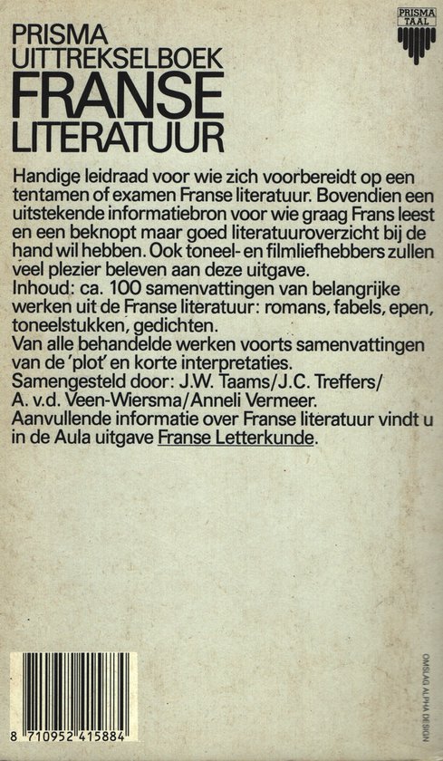 Prisma uittrekselboek Franse literatuur, Cees van der Zalm ...