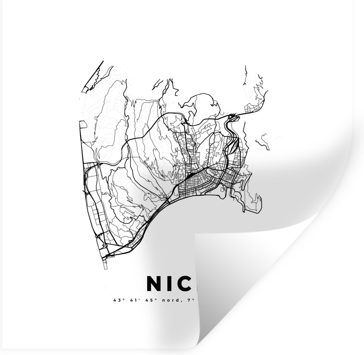 Stickers muraux - France - Plan de la ville - Wit - Nice - Carte ...