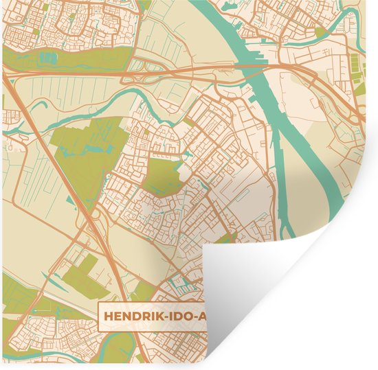 Muurstickers - Sticker Folie - Hendrik-Ido-Ambacht - Kaart - Stadskaart ...